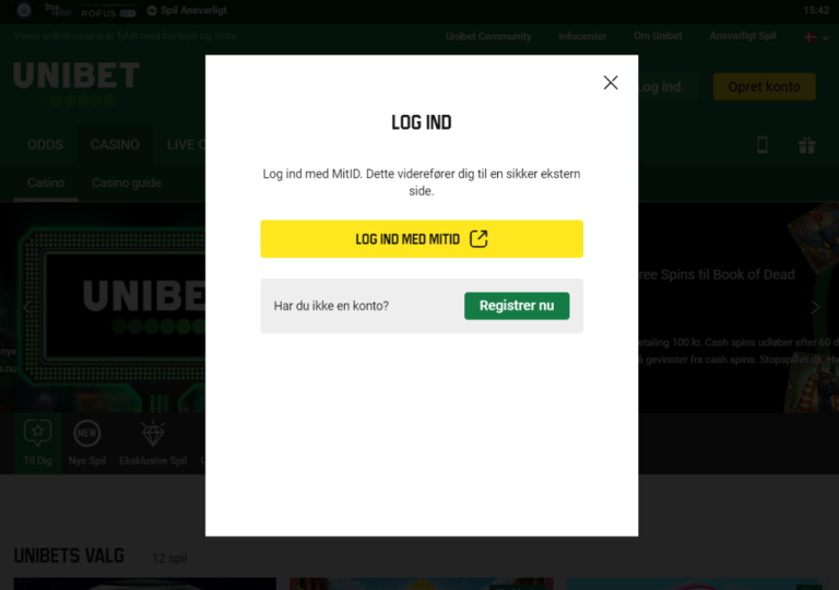 Unibet login med sikker adgang til konto for danske brugere