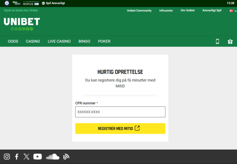 Unibet login med sikker adgang til konto for danske brugere